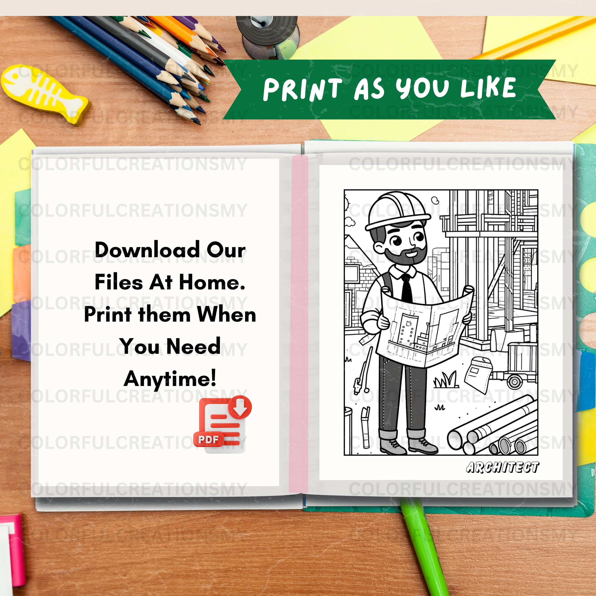36 Occupation Coloring Pages for Kids - Digital Download, Educational ...