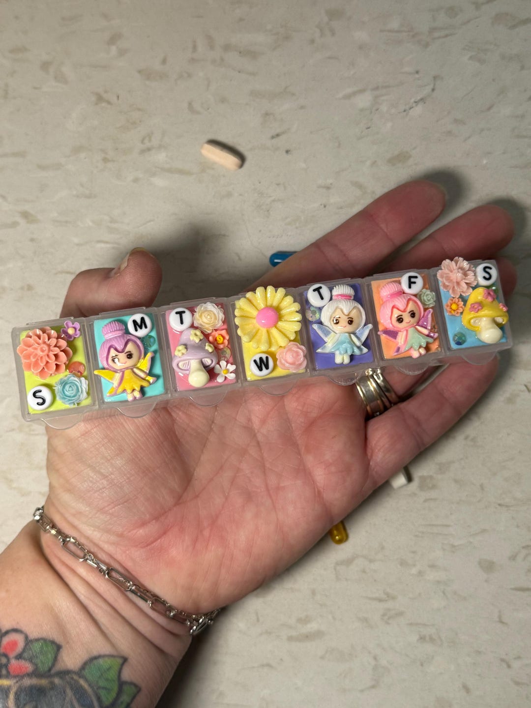 7 Day Pill Organizer 'fairies & Flowers' Cute Pill Box, Weekly Pill ...