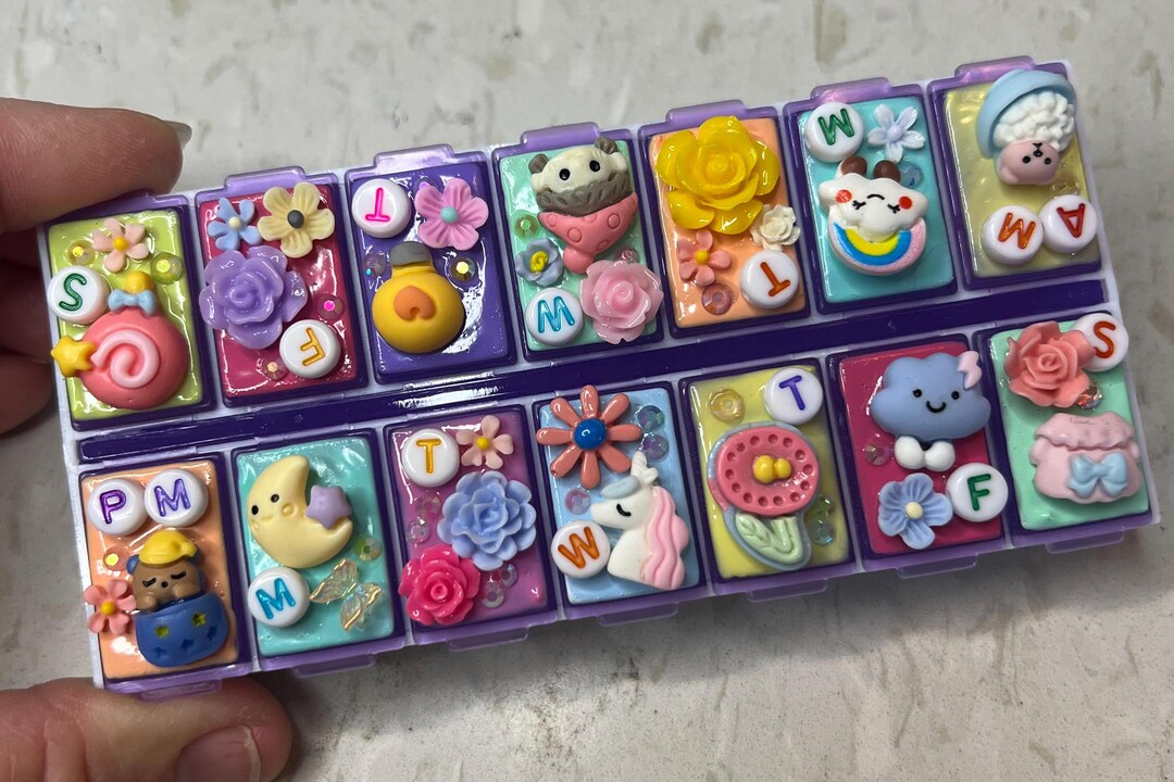 7 Day AM/PM Pill Box kawaii Cuties Weekly Pill Case 2 X a Day Pill ...