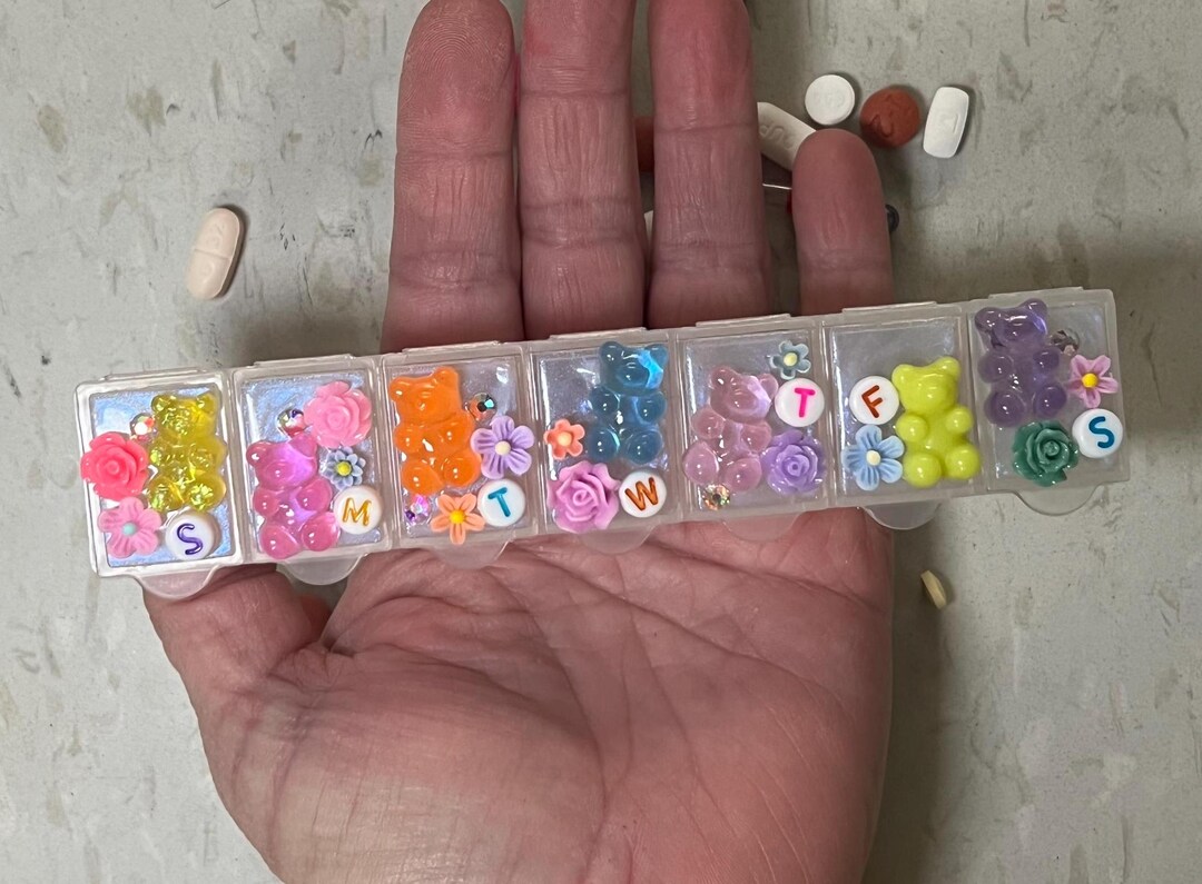 7 Day Pill Organizer 'gummy Bear Parade' Cute Pill Box, Medicine ...