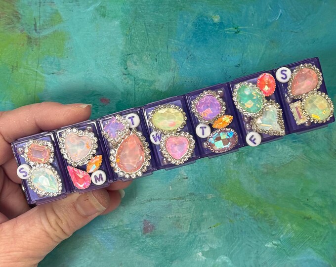 7 Day Pill Organizer 'glitz & Glam' Cute Pill Box, Weekly Pill ...