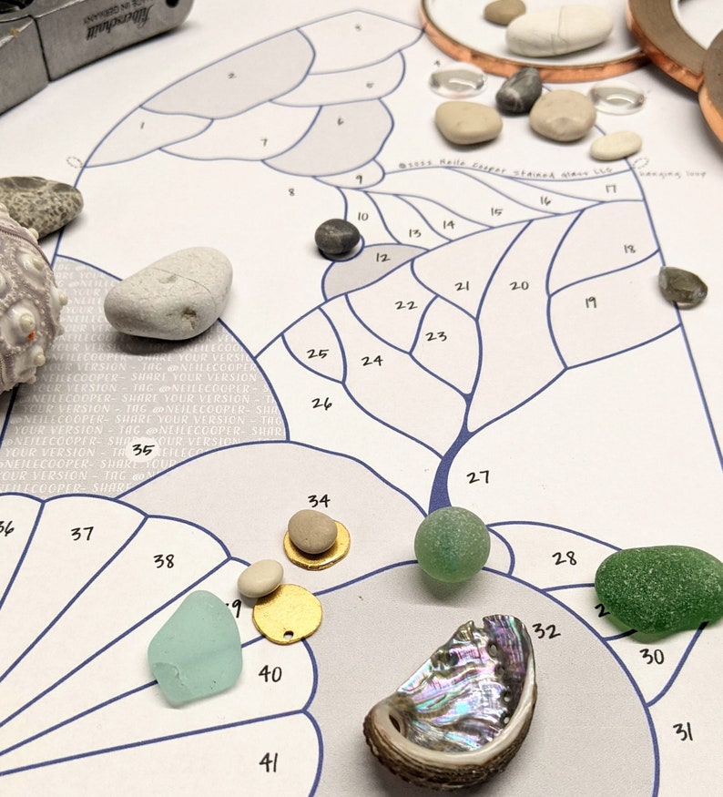 Pattern Seascape ocean Stained Glass Pattern - Etsy