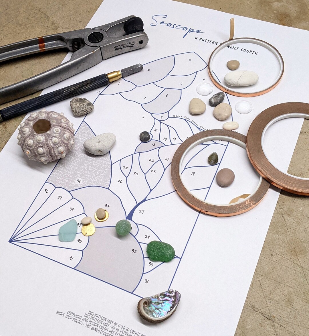 Pattern Seascape ocean Stained Glass Pattern - Etsy