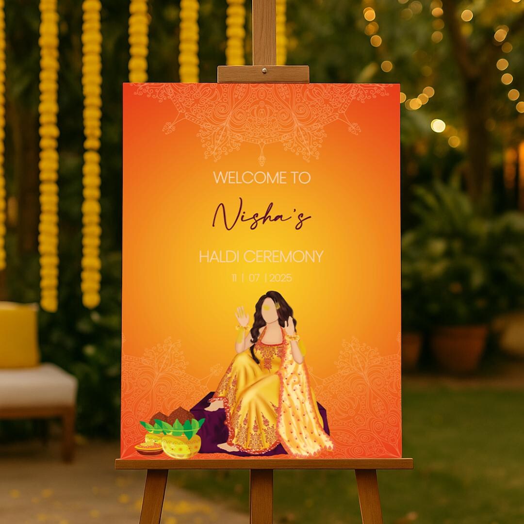 Personalized Haldi Ceremony Welcome Sign: Indian Wedding Decor (PDF) - Etsy