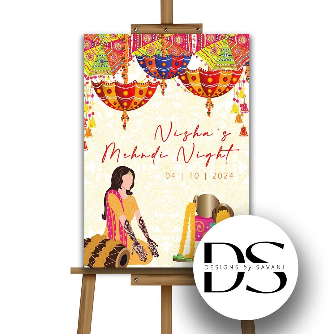 Wedding & Mehndi Night Sign - Elegant Ayra Welcome Board (physical ...