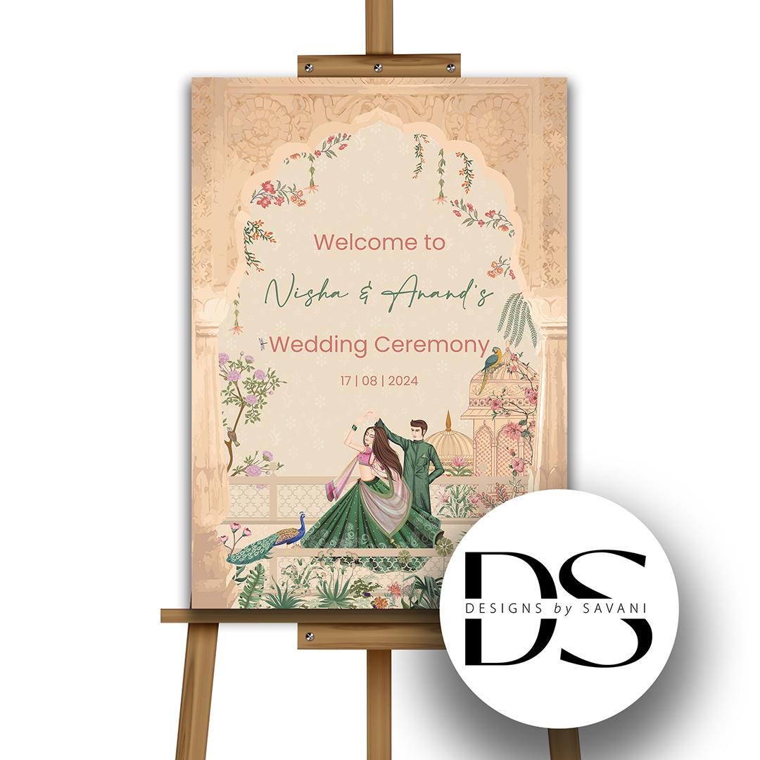 Elegant Laila Welcome Sign for Wedding Ceremony | Personalised Wedding ...
