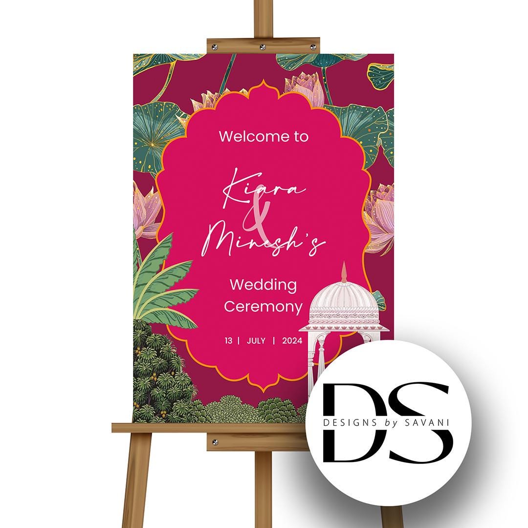 Custom Wedding Welcome Sign: Priya Floral Design (physical Board) - Etsy