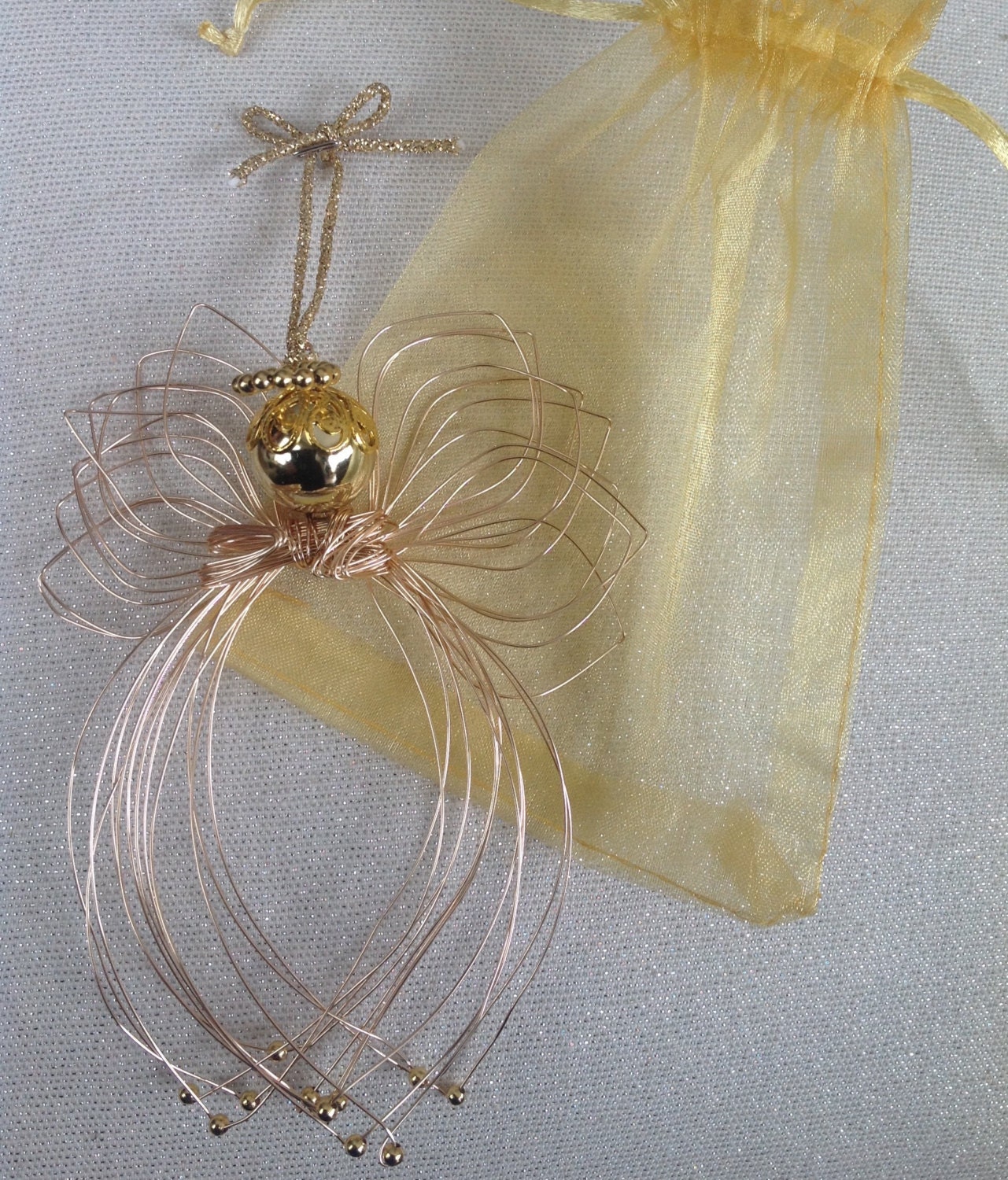 Gold Wire Angel With Beads Ornament Hand Formed With Pouch - Etsy