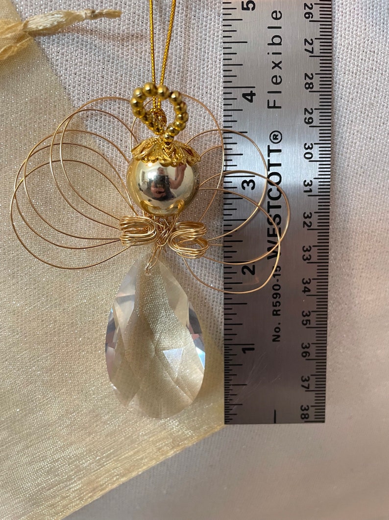 Gold Wire and Crystal Angel Ornament With Gift Pouch - Etsy