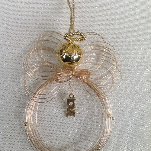 Gold Wire Angel With Beads Ornament Hand Formed With Pouch - Etsy
