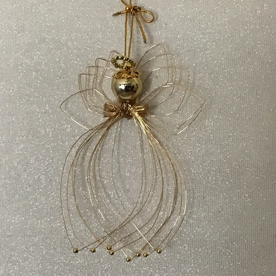 Gold Wire Angel With Beads Ornament Hand Formed With Pouch - Etsy