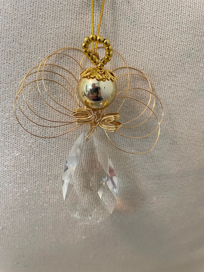 Gold Wire and Crystal Angel Ornament With Gift Pouch - Etsy