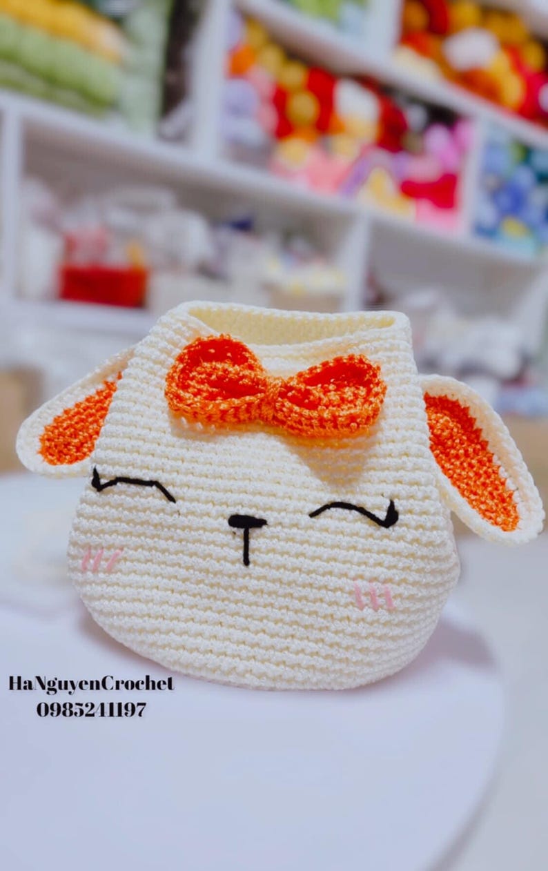 Crochet Rabbit Bag Pattern - Amigurumi Drawstring Clutch With Ears ...