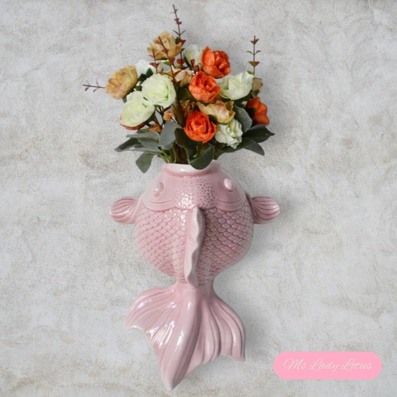Handmade Large Fish Wall Vase, Unique Boho Wall Decor, Wall Hanging ...