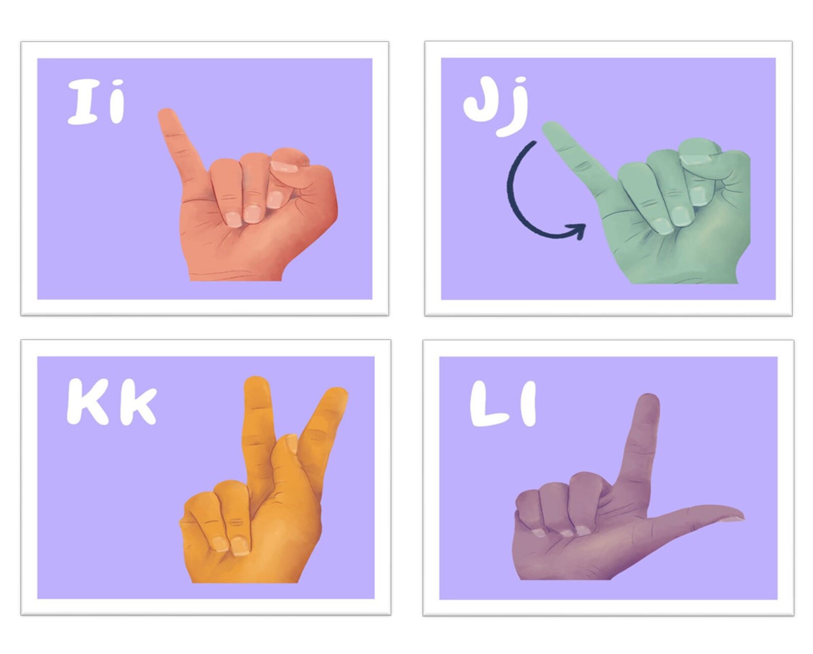 ASL Letters Flash Cards Sign Language Letters American Sign Language ...