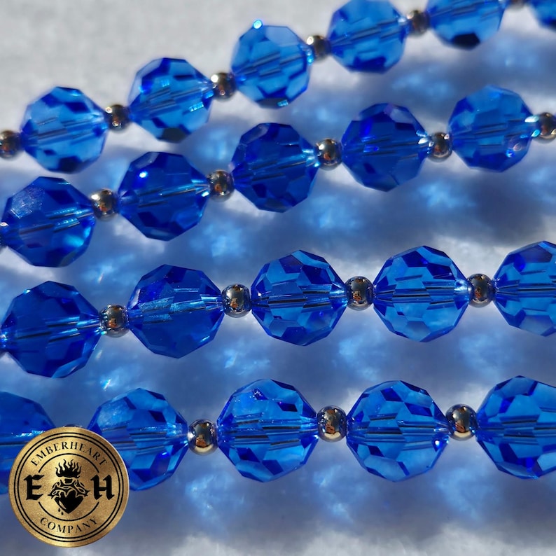 Tears of Mary Emberheart Rosary | Sorrowful Mother | Sapphire Swarovski ...