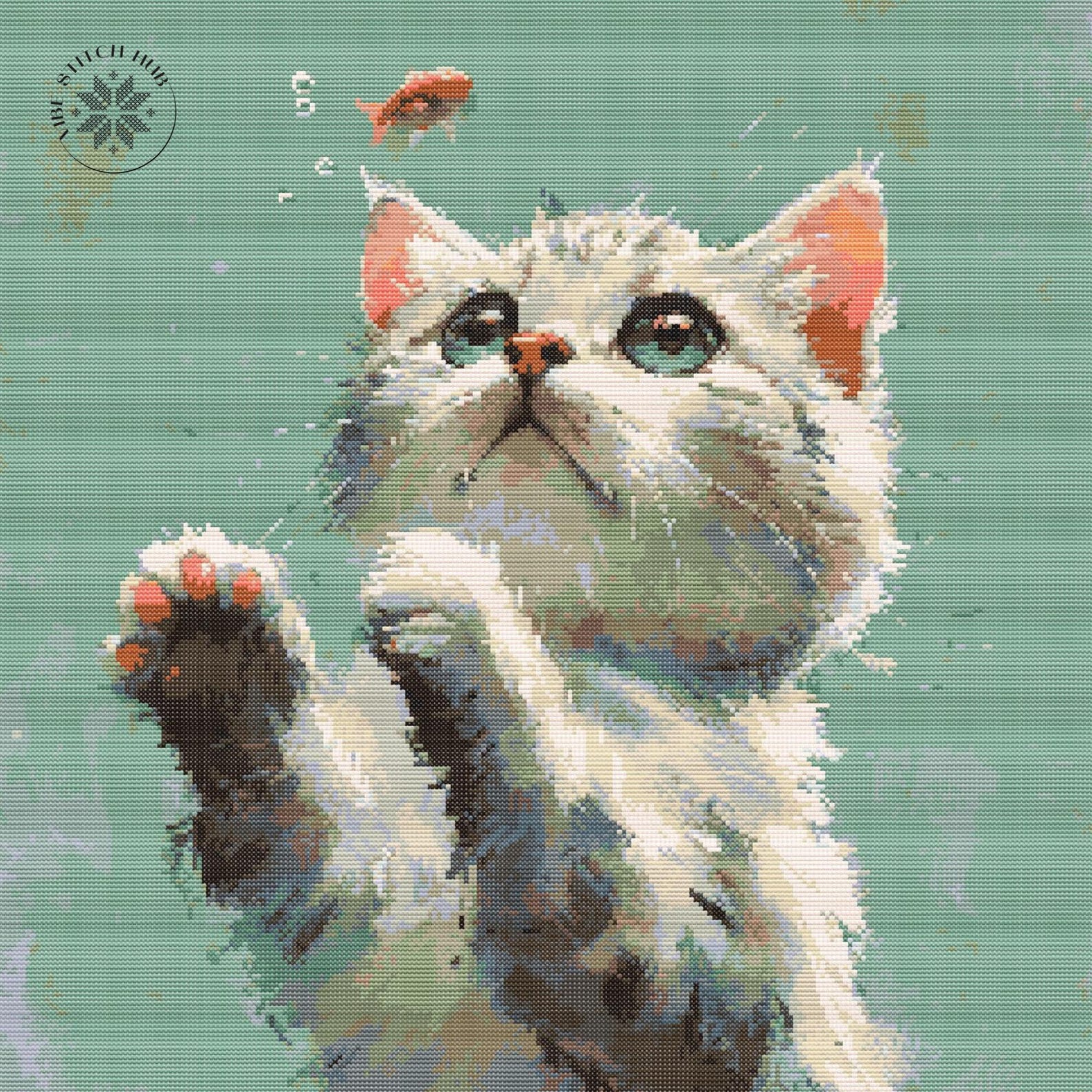 Easy Cat Small Fish Cross Stitch Pattern Beginners Embroidery PDF, DIY ...