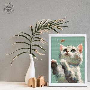 Easy Cat Small Fish Cross Stitch Pattern - Beginners Embroidery PDF ...