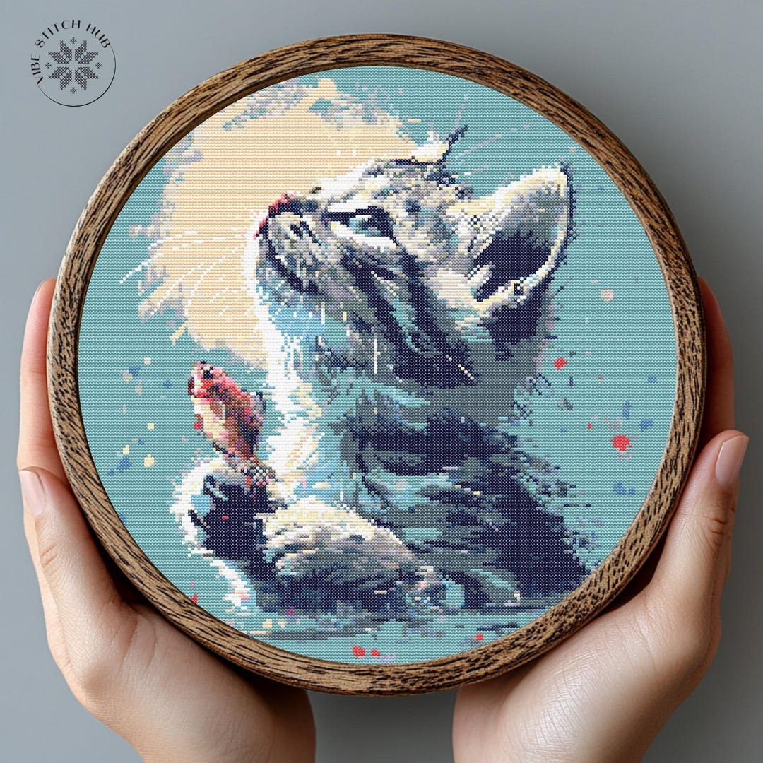 Cat Small Fish Cross Stitch Pattern PDF - Beginners Embroidery DIY ...