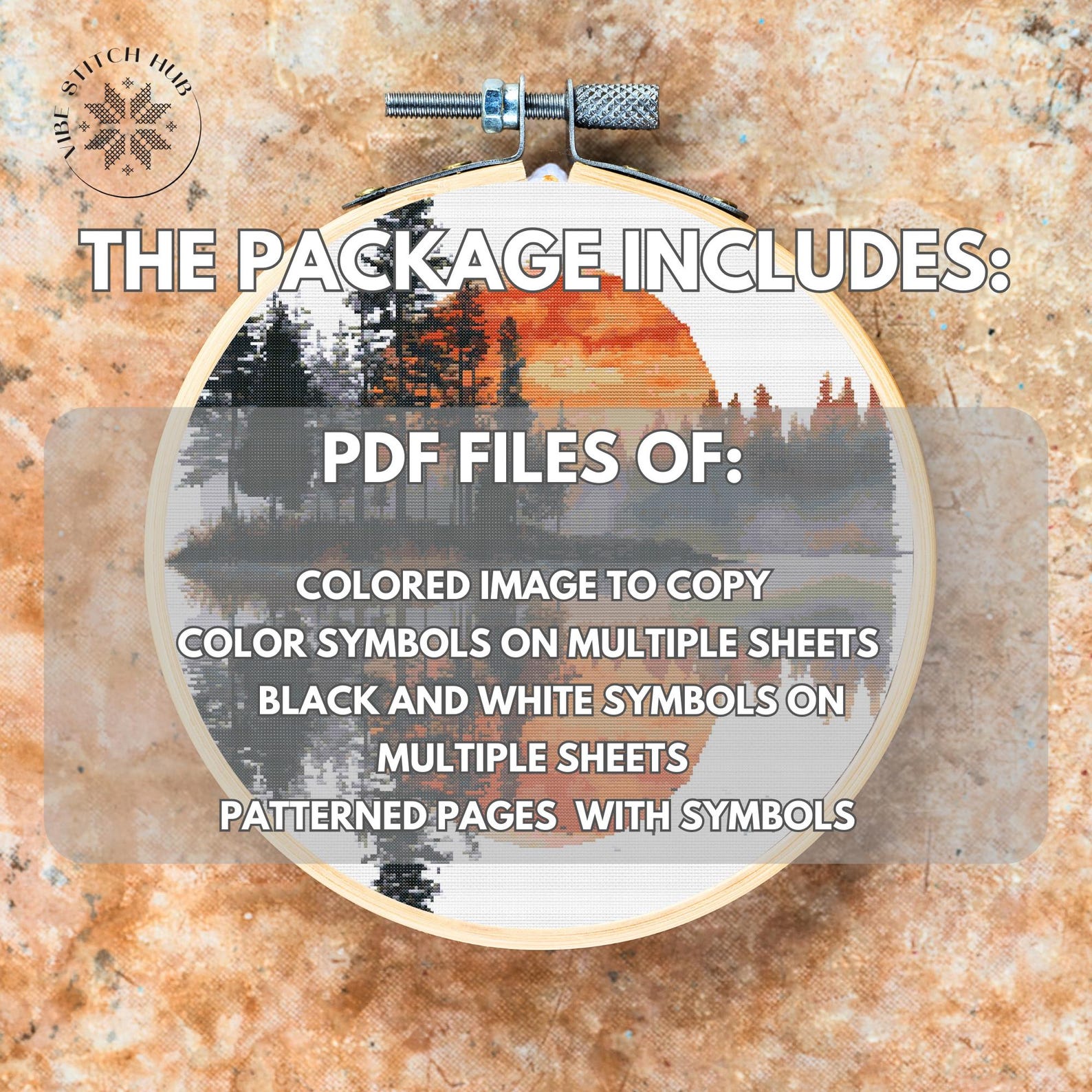 Small Lake Reflection Cross Stitch Pattern Embroidery Floral Cross ...