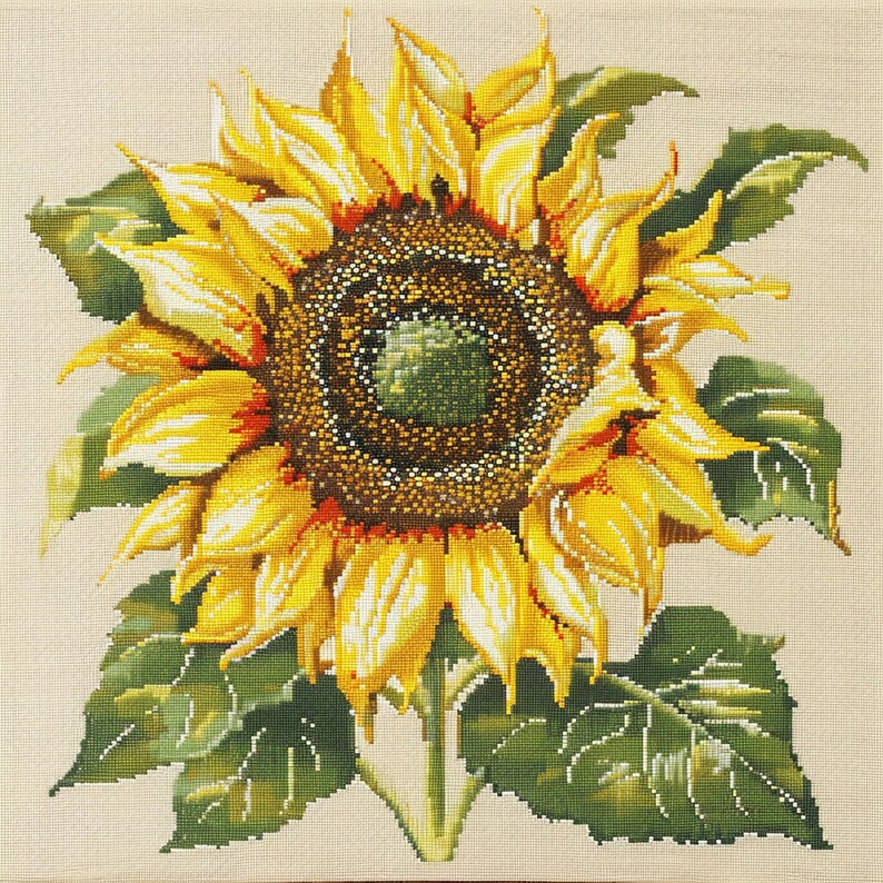 Sunflower Cross Stitch Pattern Embroidery, Floral Cross Stitch Designs, Cross Stitch Chart, Easy ...