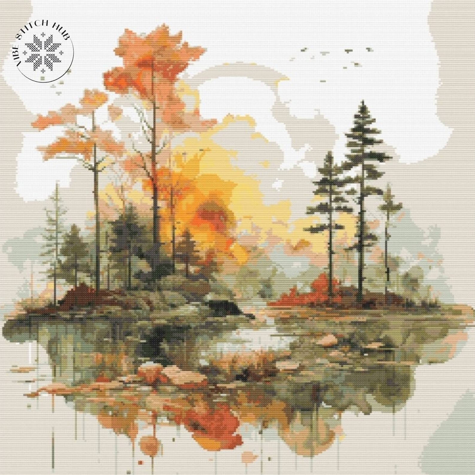 Modern Relaxing Cross Stitch Pattern, Floral Embroidery Design, Easy ...