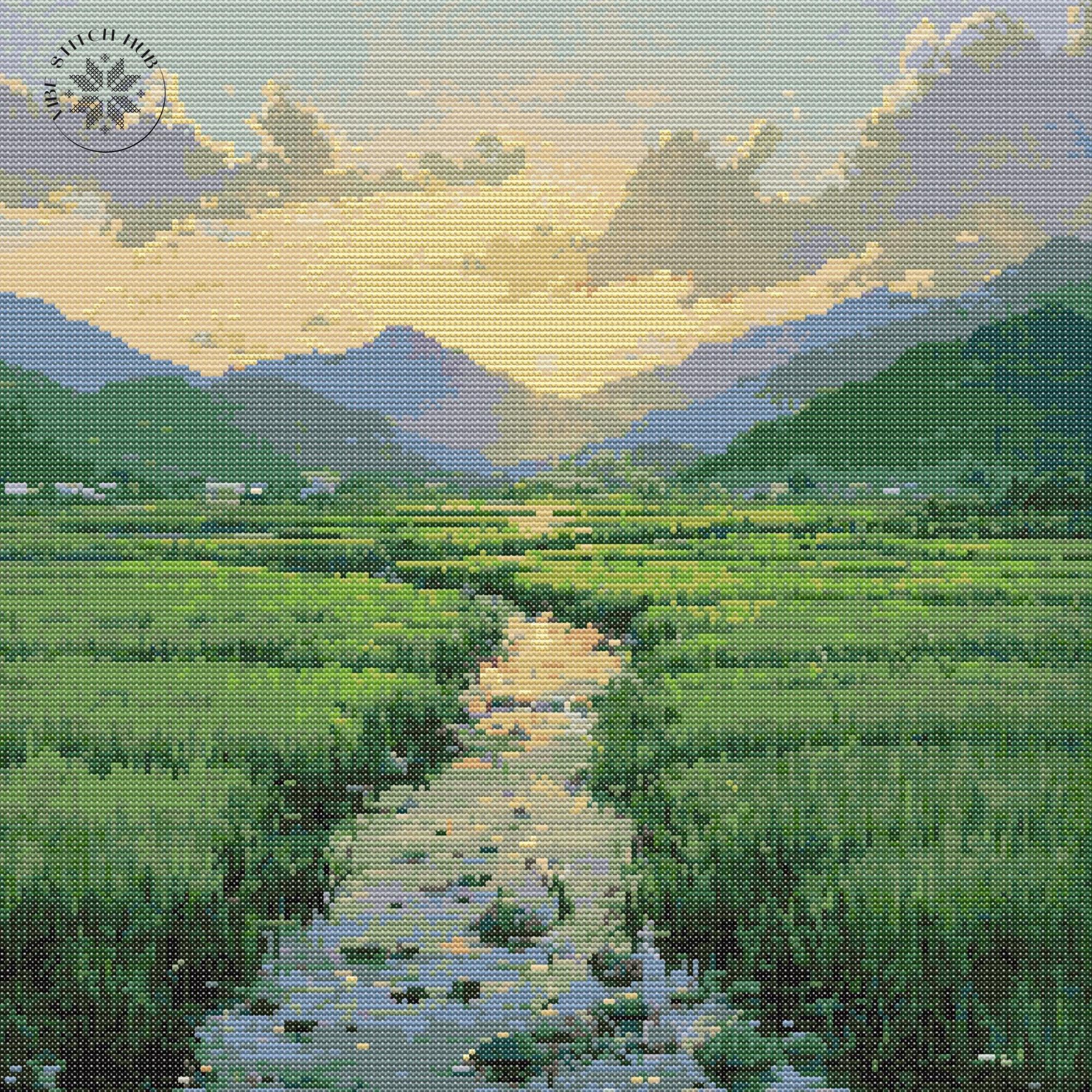 Green Rice Cross Stitch Pattern Embroidery Floral Cross Stitch Designs ...