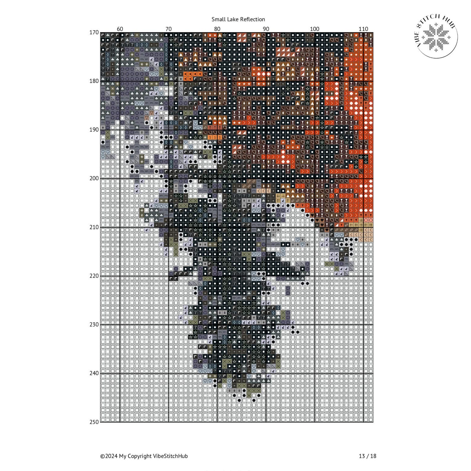 Small Lake Reflection Cross Stitch Pattern Embroidery Floral Cross ...