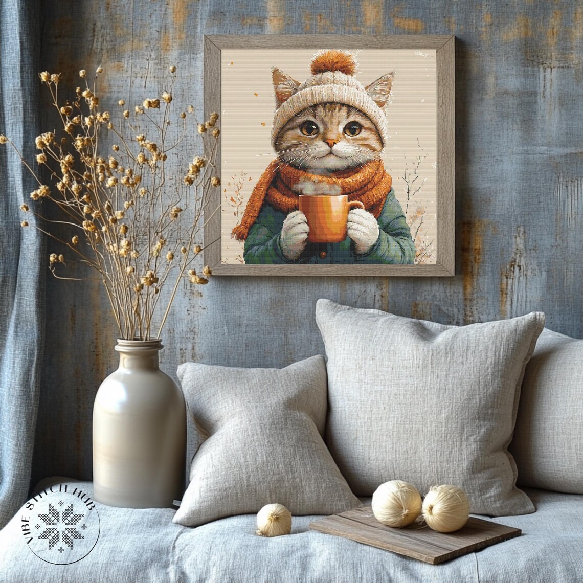 Cat Scarf Cross Stitch Pattern PDF Beginners Embroidery DIY Needlework ...