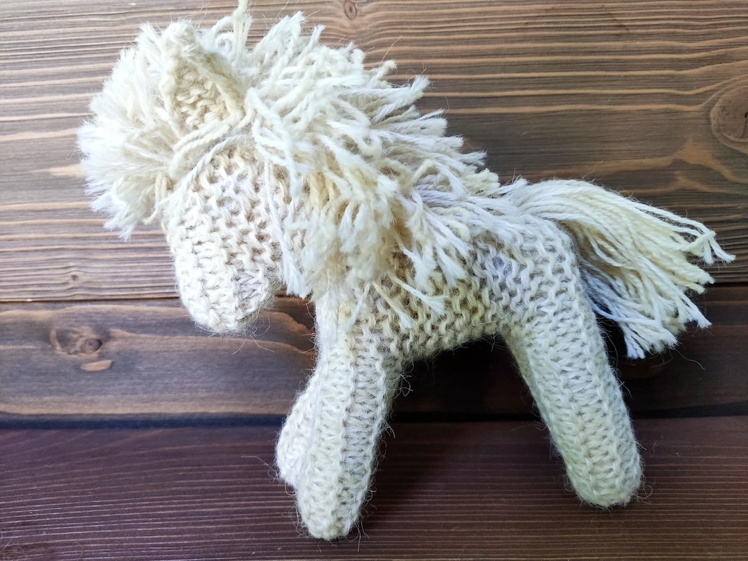 White Horse Knitted Waldorf Toy Woollen Soft Pony Toy Gift for a Child ...