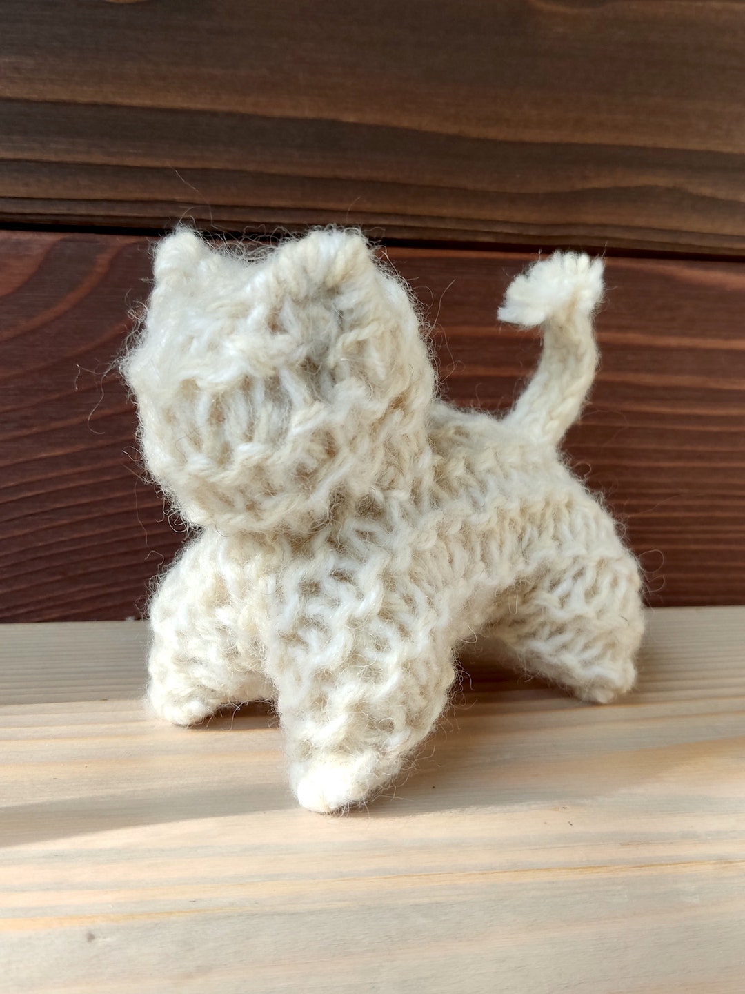 White Cat Waldorf Design Kitten Knitted Woolen Kitty Soft Toy Gift for ...