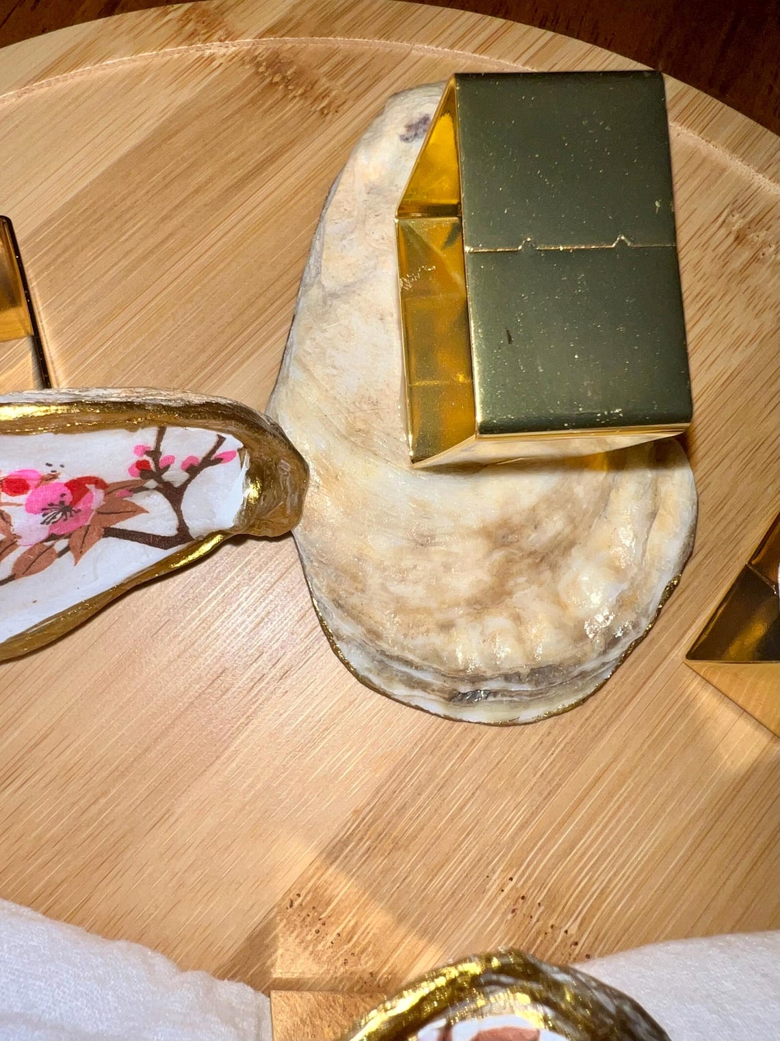 Cherry Blossom Gold Pink Decor Shell Napkin Rings Set of 4 Table Decor ...