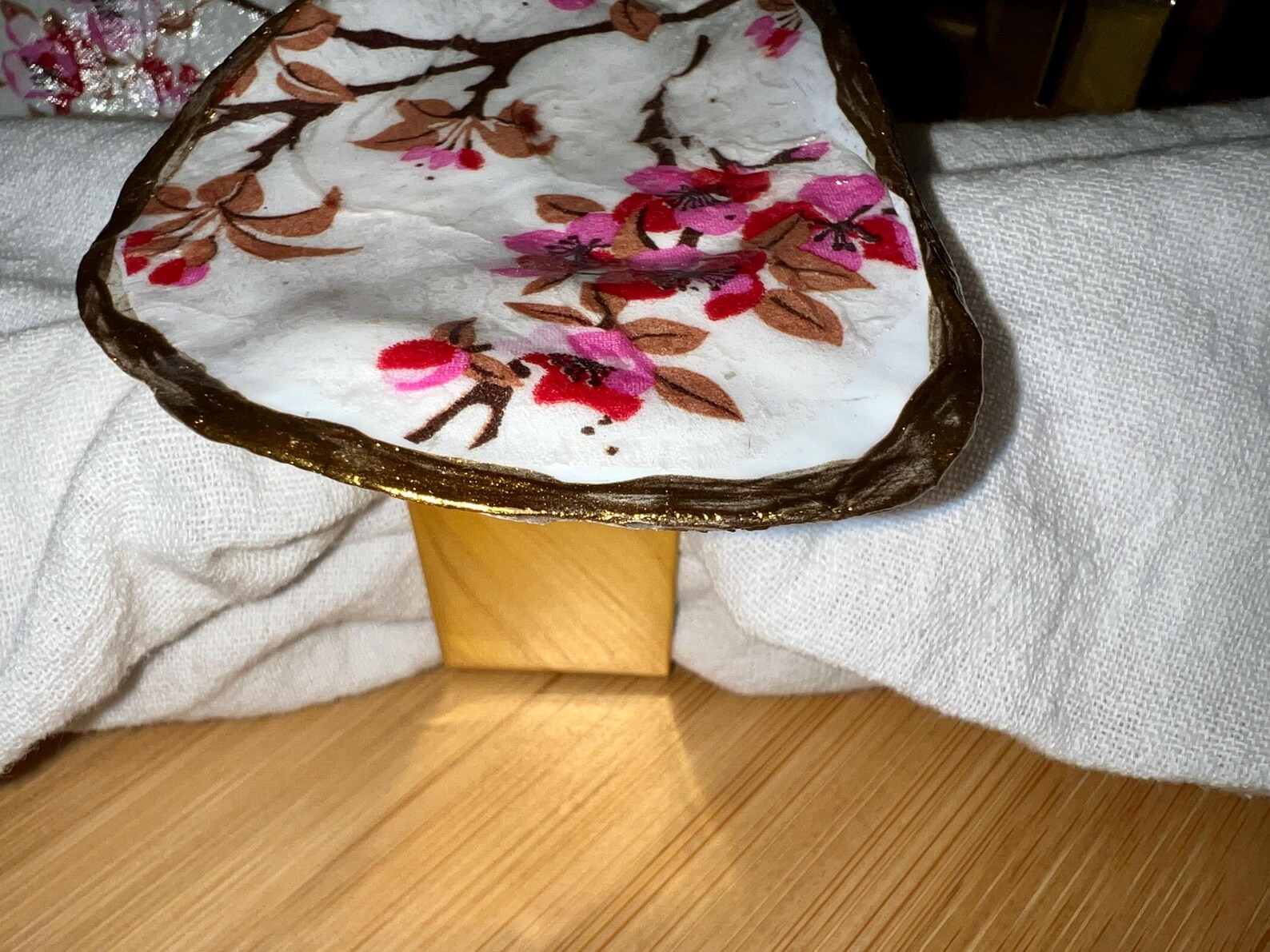 Cherry Blossom Gold Pink Decor Shell Napkin Rings Set of 4 Table Decor ...