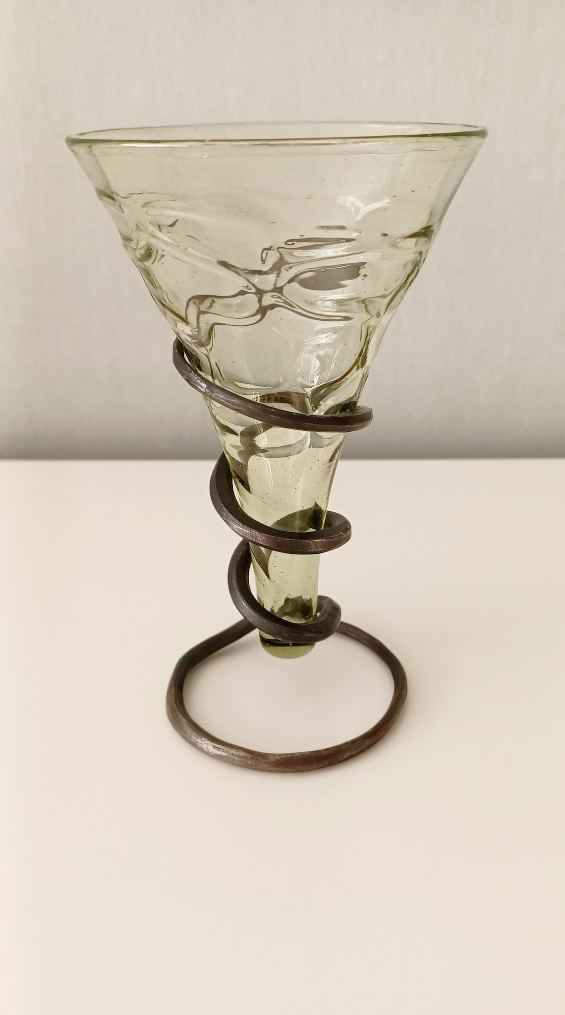 Vintage Viking Glass With Iron Stand, Birka Sweden, Hand Blown Glasses ...