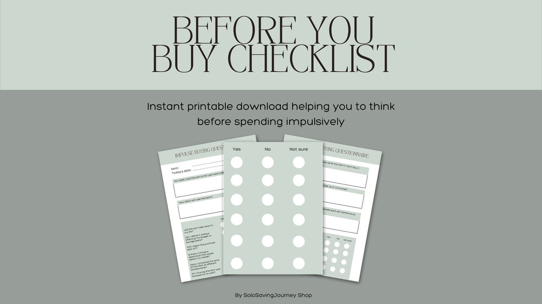 Stop Impulse Buying Printable Checklist, Impulse Spending Instant ...