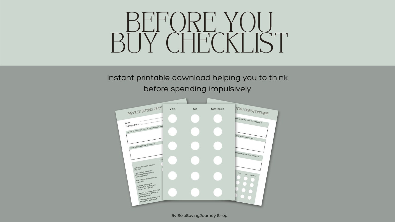Stop Impulse Buying Printable Checklist, Impulse Spending Instant ...