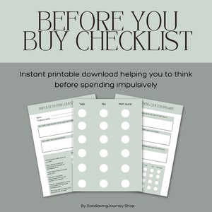Stop Impulse Buying Printable Checklist, Impulse Spending Instant ...