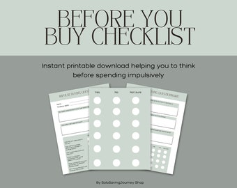 Impulse Spending Purchase Decision Checklist, Stop Impulse Buying ...