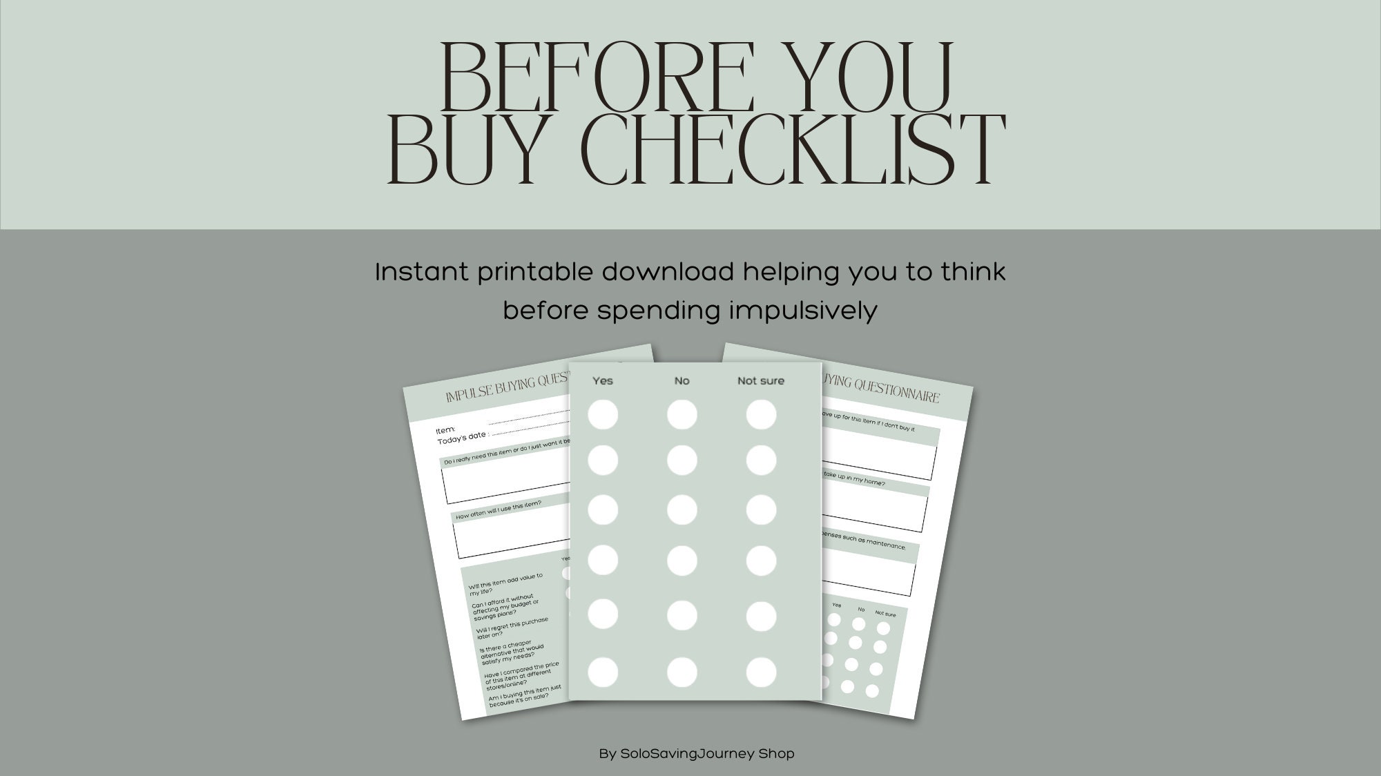 Stop Impulse Buying Printable Checklist, Impulse Spending Instant ...