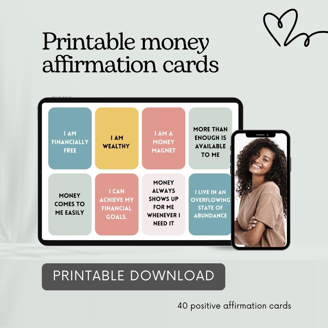 Printable Money Affirmation Cards: 40 Financial Wealth Flashcards (PDF ...