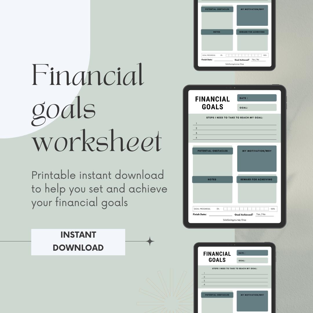 Financial Goals Planner | Printable Goal Planner | Personal Finance ...