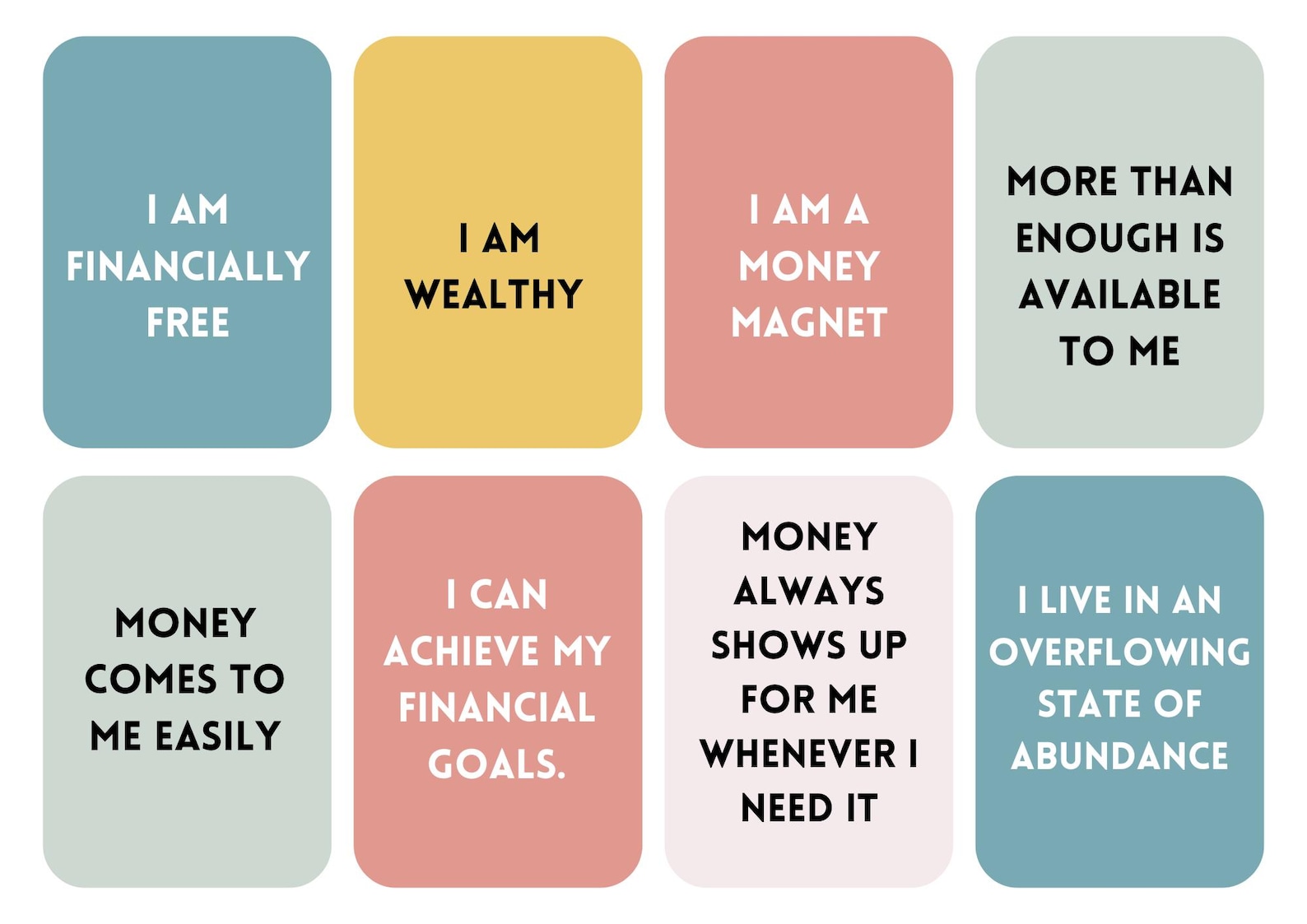 Printable Money Affirmation Cards: 40 Financial Wealth Flashcards (PDF ...