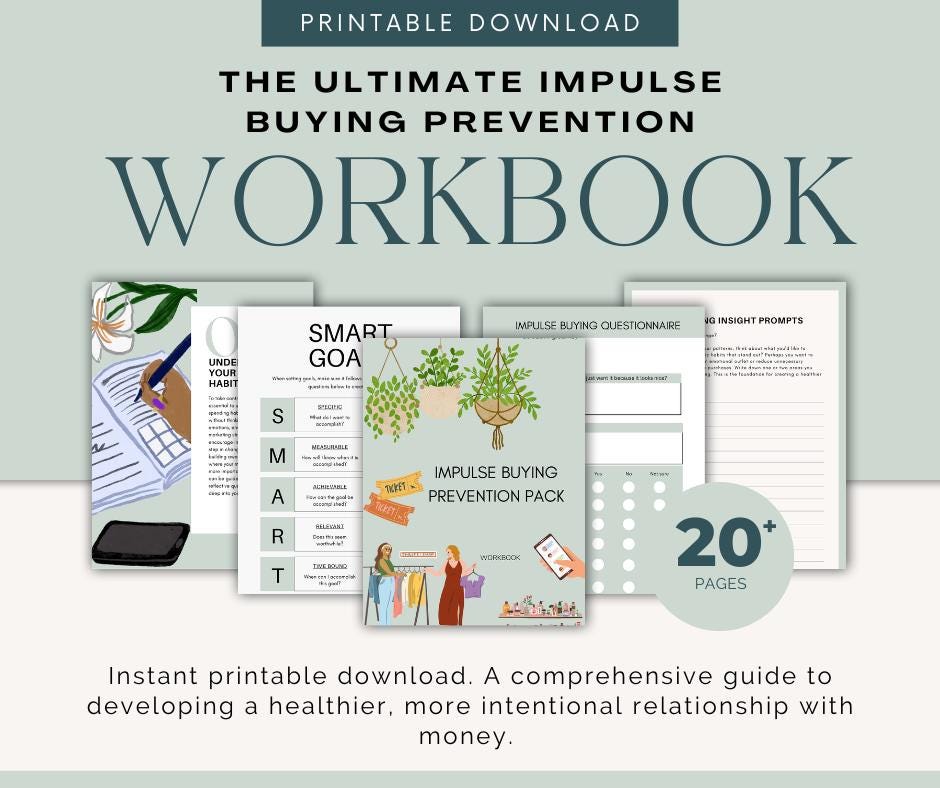 Stop Impulse Buying Printable Workbook Ebook, Impulse Spending Download ...