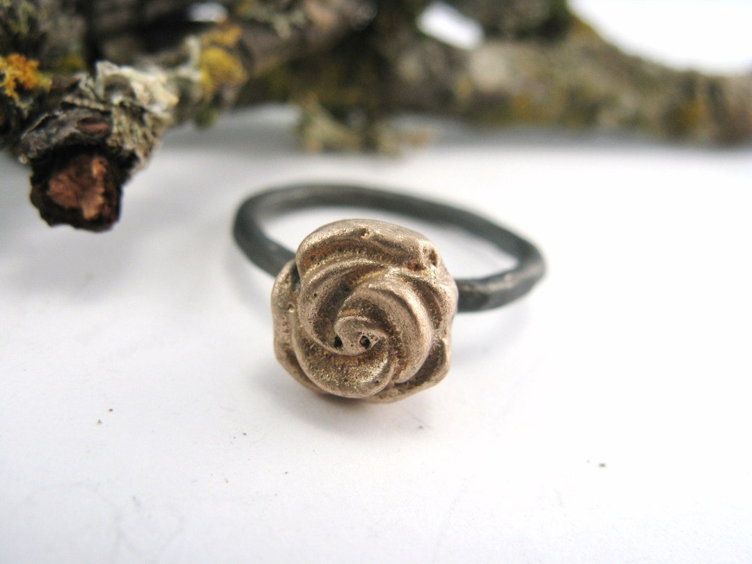 Golden Rose Ring Hand Cast in Bronze - Etsy