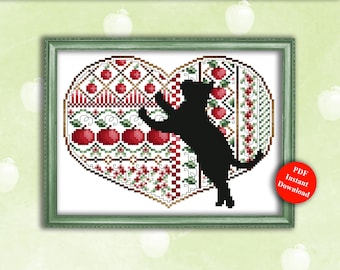 Cats and Hearts Cross Stitch Pattern Instant Digital PDF | Etsy