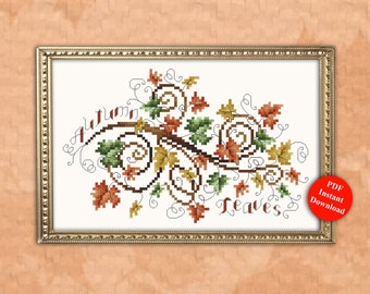 Autumn Leaves Counted Cross Stitch Pattern Instant Digital PDF - Etsy