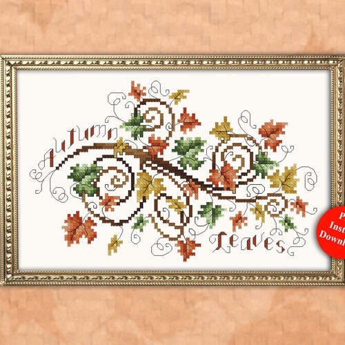 Autumn Leaves Counted Cross Stitch Pattern Instant Digital PDF - Etsy