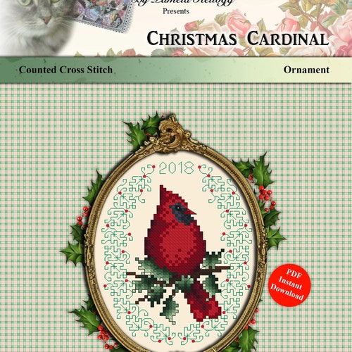Christmas Cardinal Cross Stitch Ornament Pattern Instant - Etsy