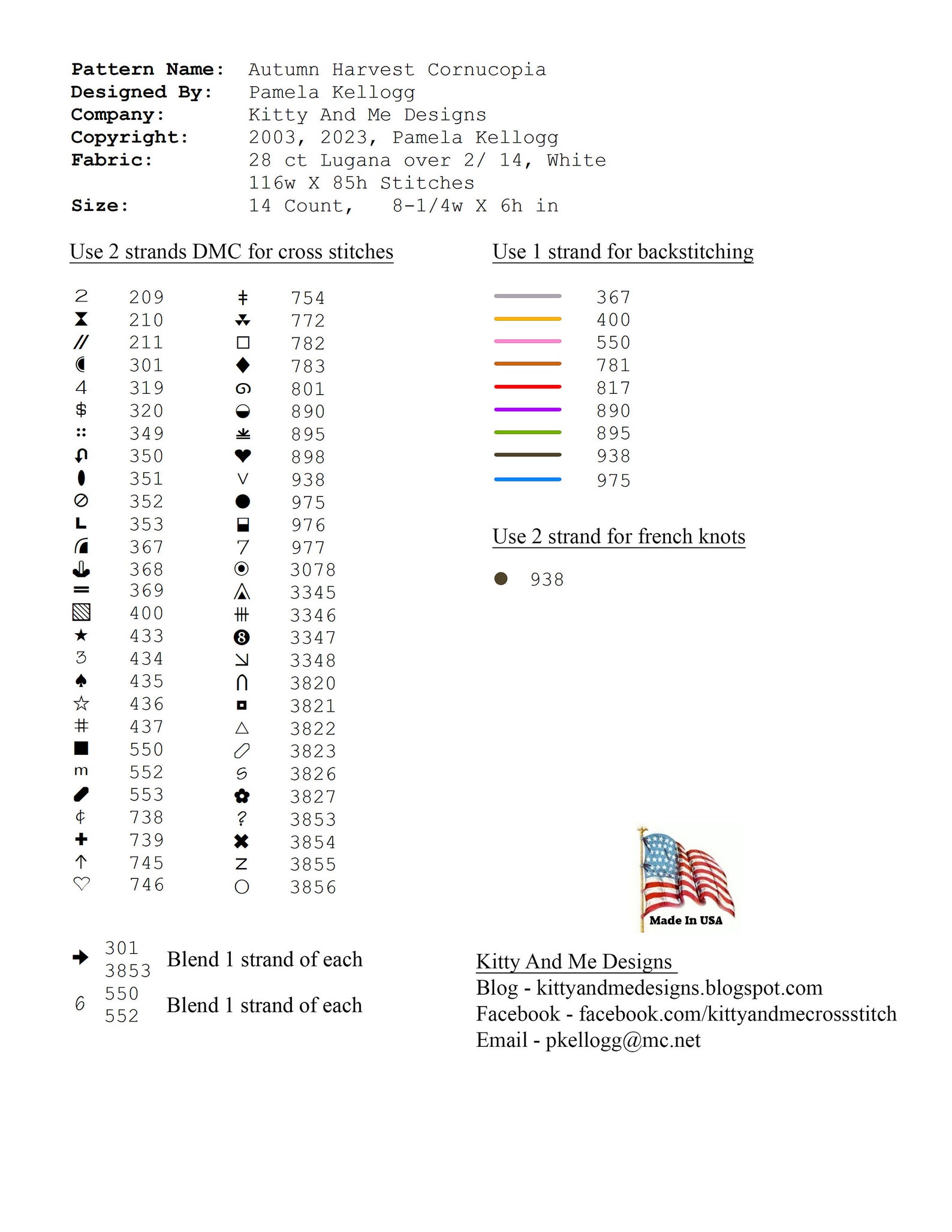 Autumn Harvest Cornucopia Counted Cross Stitch Printed Pattern Leaflet ...