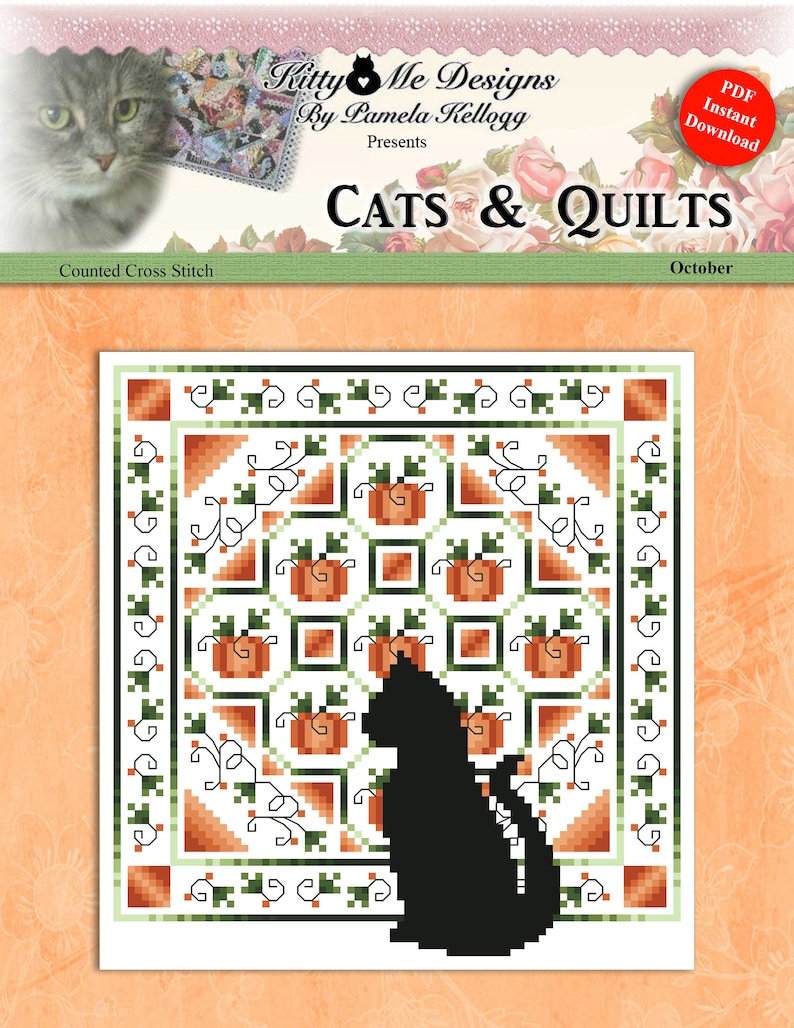 Cats and Quilts October Original Counted Cross Stitch Pattern | Etsy